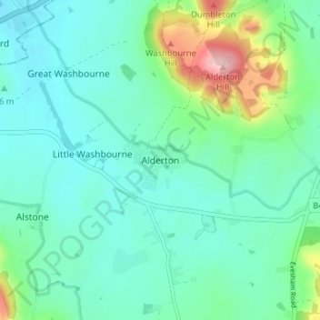Alderton topographic map, elevation, terrain