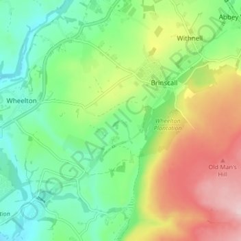 Wheelton topographic map, elevation, terrain