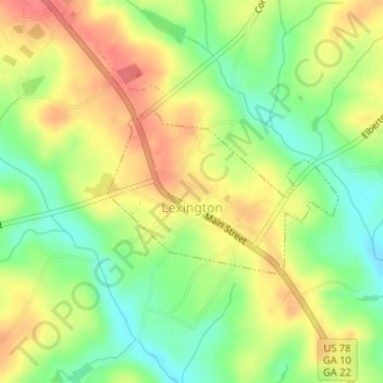 Lexington topographic map, elevation, terrain